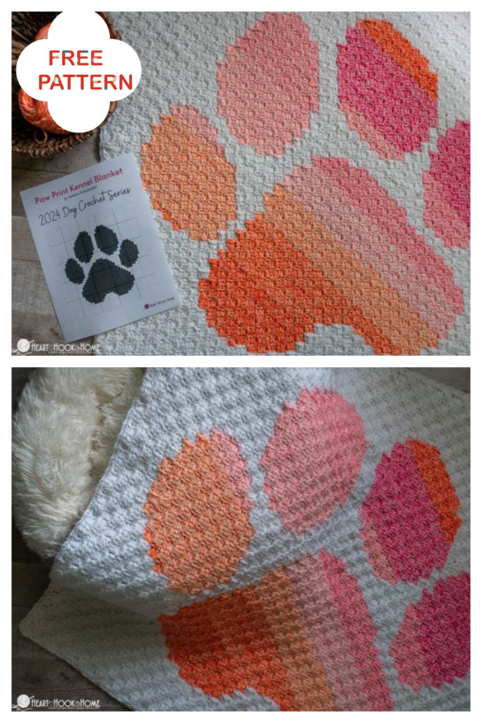 7 Paw Print Blanket Crochet Patterns - FREE - iGOODideas.com