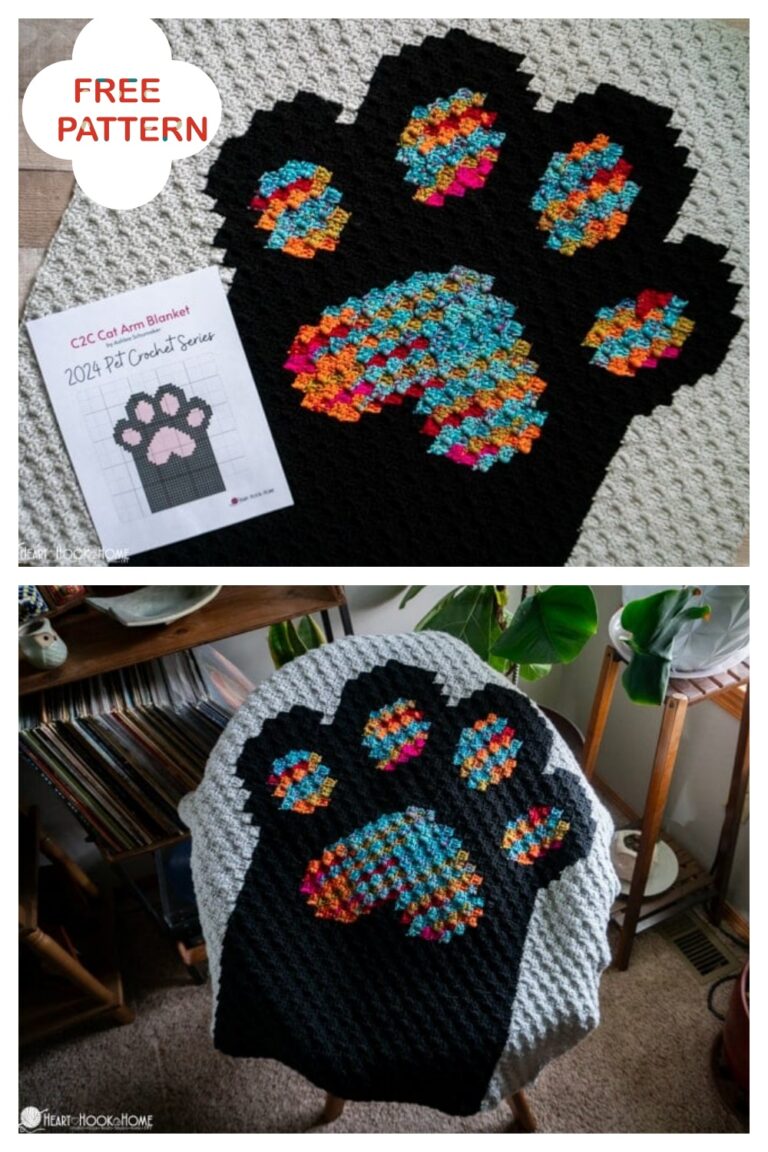 7 Paw Print Blanket Crochet Patterns - FREE - iGOODideas.com