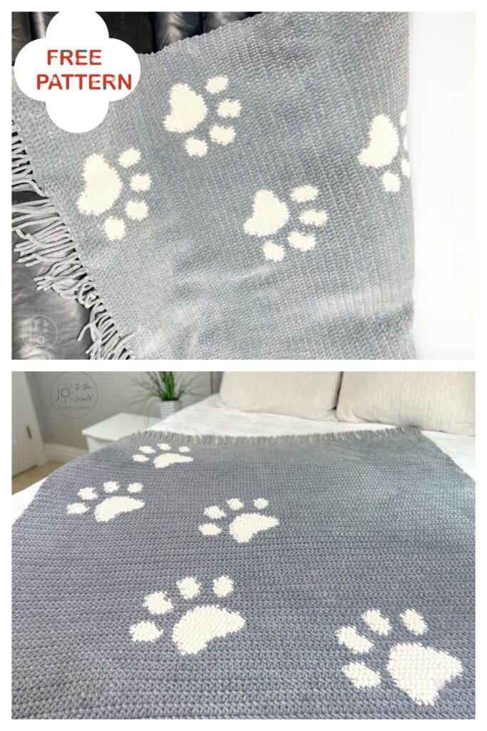 7 Paw Print Blanket Crochet Patterns - FREE - iGOODideas.com