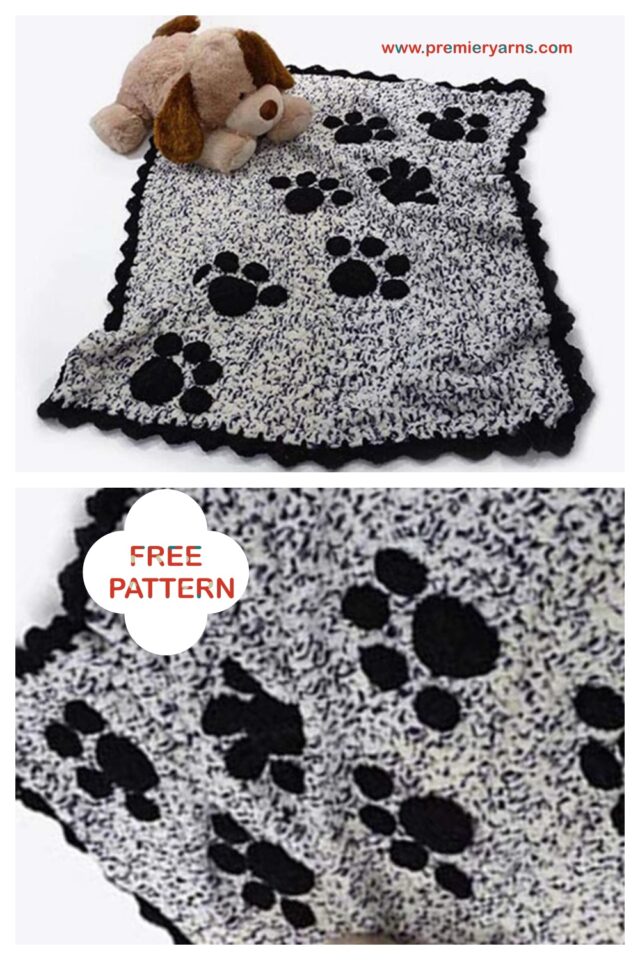 7 Paw Print Blanket Crochet Patterns - FREE - iGOODideas.com