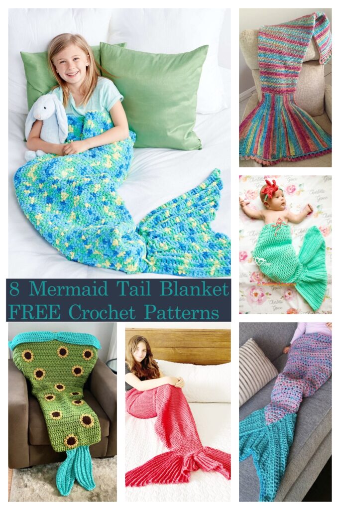 8 Mermaid Tail Blanket Crochet Patterns - FREE - iGOODideas.com