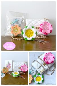 7 Flower Keychain Crochet Patterns – FREE - iGOODideas.com