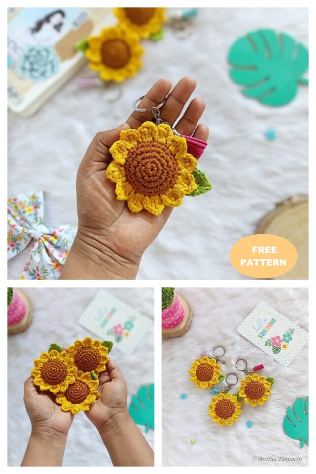 7 Flower Keychain Crochet Patterns – FREE - iGOODideas.com