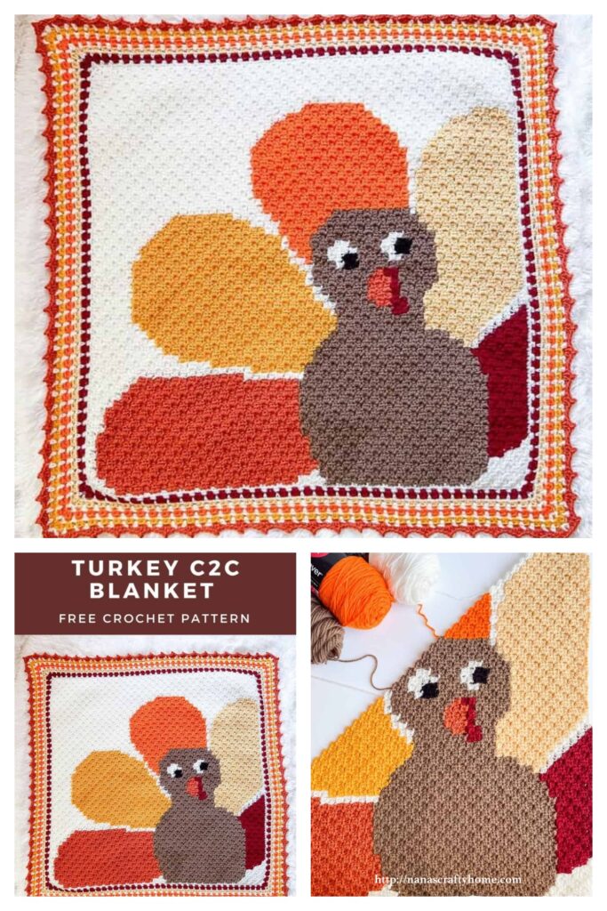 Thanksgiving Turkey Blanket Crochet Patterns - FREE - iGOODideas.com