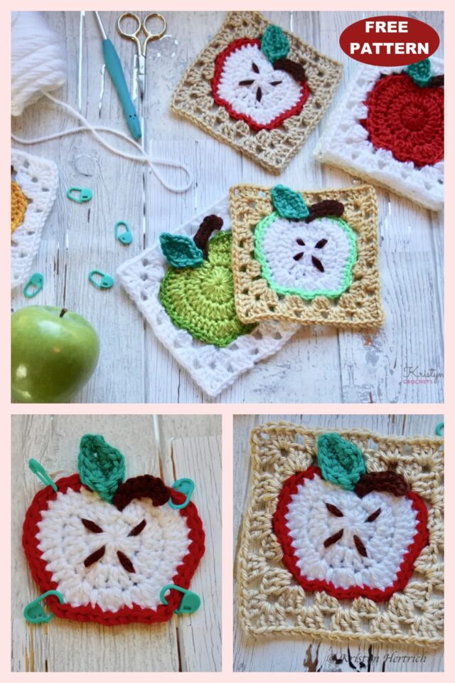 5 Apple Granny Square Crochet Patterns – FREE - iGOODideas.com