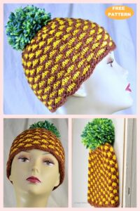 5 Pineapple Hat Knitting Patterns - FREE - iGOODideas.com