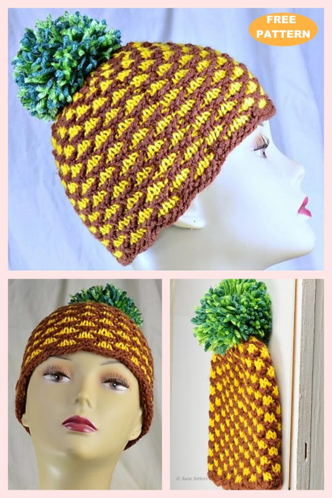 5 Pineapple Hat Knitting Patterns - FREE - iGOODideas.com